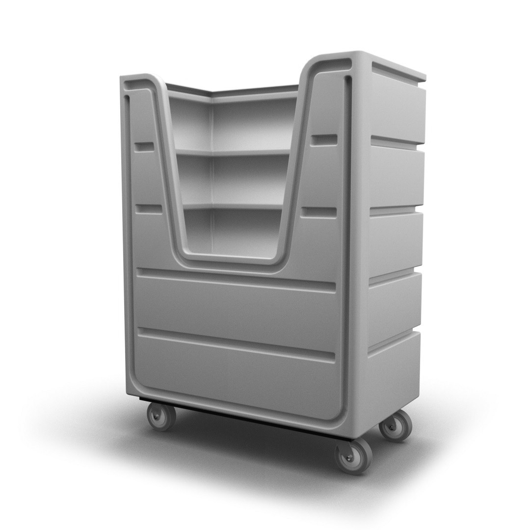 Bulk Container Cart - Metallic Silver Cool - Cutaway - Poly Base