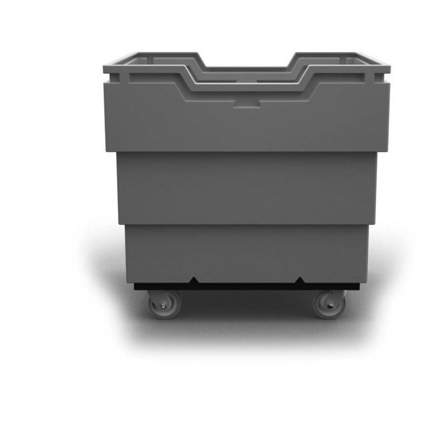 Utility Container Cart - Red - Galvanized metal base