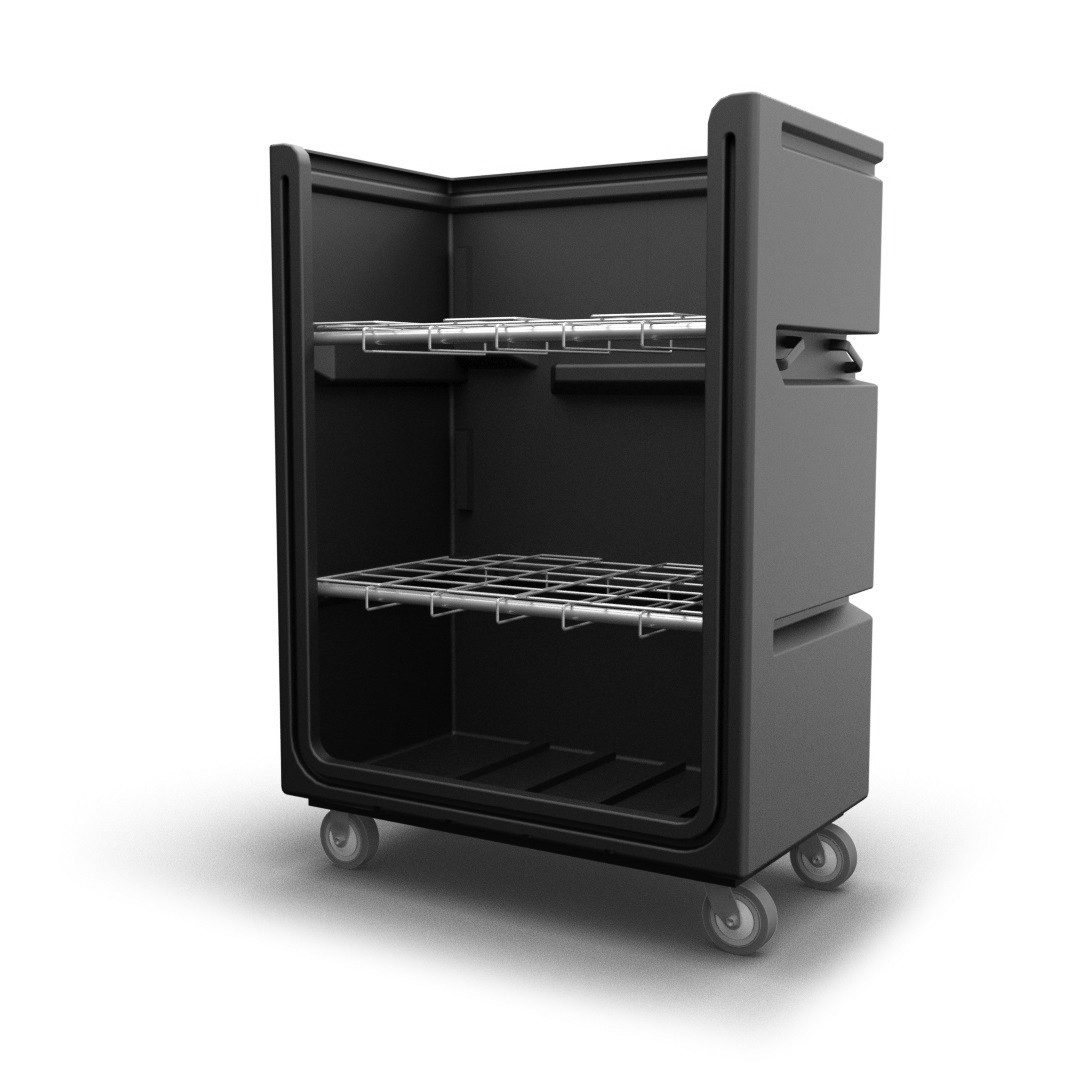 Convertible Shelf Bulk Cart - Black - Plastic Shelves (2) - Casters (8")