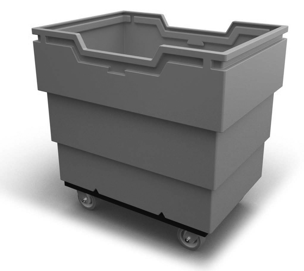 Utility Container Cart - Red - Galvanized metal base