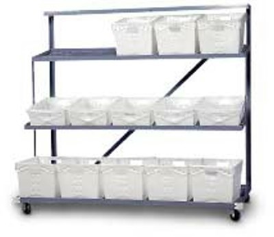 3 Shelf Flat Tub Distribution Rack - Expanded Steel