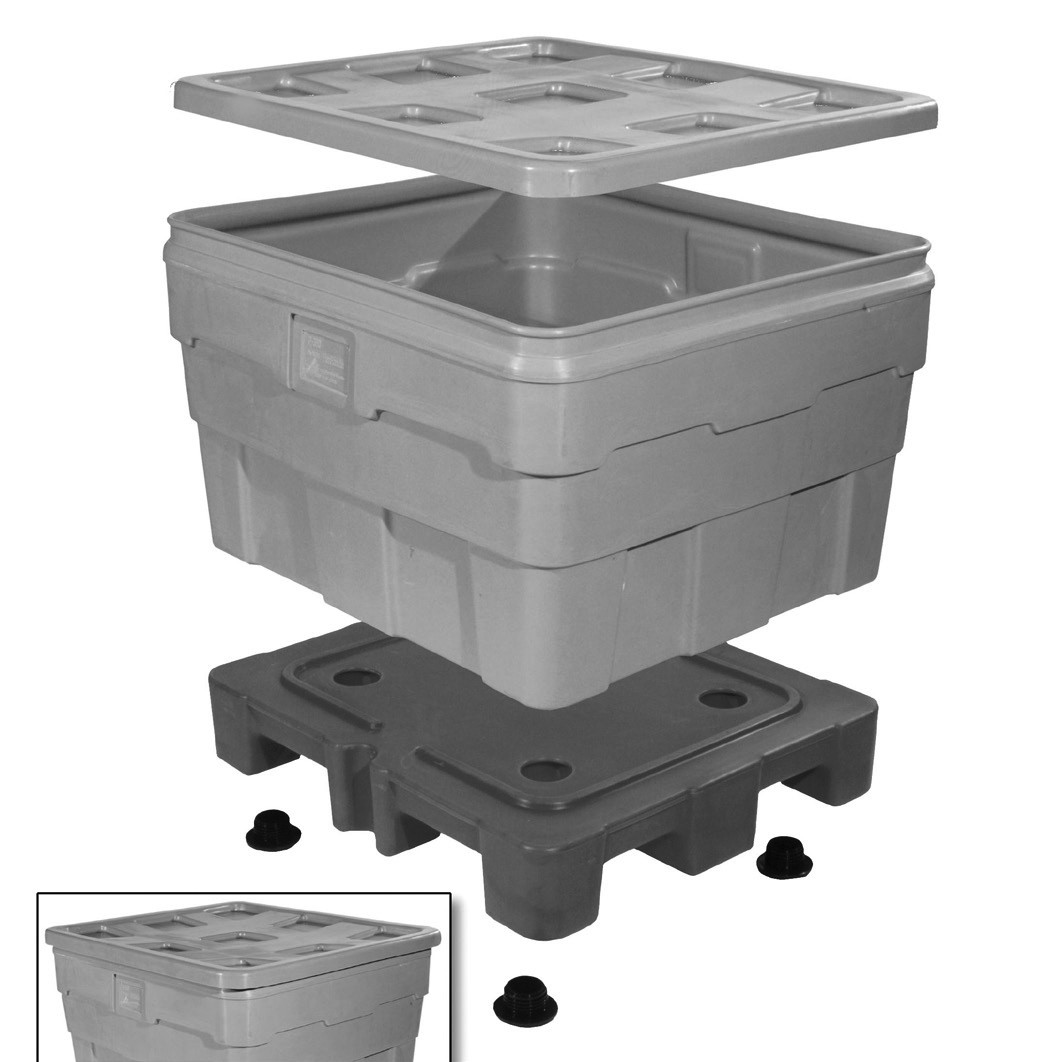 Bulk Container - Royal Blue - Stencil (1) - Lockable Lid - Drain Plug